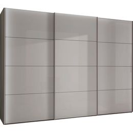 Schwebet&uuml;renschrank Wiemann "Kos", grau (havanna, dekor, glas kieselgrau), B:295,2cm H:236cm T:67cm, Glas, Holzwerkstoff, Schr&auml;nke, Schwebet&uuml;renschrank, mit Schattenfuge