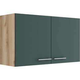 H&auml;ngeschrank Optifit "Bella", gr&uuml;n (steingr&uuml;n, wildeiche), B:100cm H:57,6cm T:34,6cm, Holzwerkstoff, Schr&auml;nke, H&auml;ngeschrank, Breite 100 cm, 2 T&uuml;ren, 1 Einlegeboden