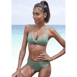 Push-Up-Bikini-Top s.Oliver "Spain", Damen, Gr. 36, Cup A, gr&uuml;n (oliv), Microfaser, Microfaser, unifarben, Bikini-Oberteile Push-Up-Bikini-Top, in Wickeloptik
