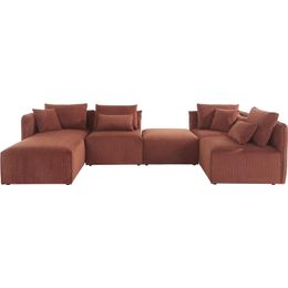 Wohnlandschaft OTTO HOME "N&ouml;re U-Form", orange (terra), B:340cm H:86cm T:172cm, 92% Polyester, 8% Polyamid, Sofas, Wohnlandschaft, 5 Teile, in vielen Bezugsqualit&auml;ten und Farben s. auch "N&ouml;re"