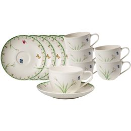 Villeroy & Boch Tasse VILLEROY & BOCH "Kaffeetassen mit Untertassen Colourful Spring 230 ml 6er Set bunt", bunt, Porzellan, Trinkgef&auml;&szlig;e, Tasse