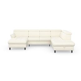 Sit & More Wohnlandschaft SIT & MORE "Marano U-Form", beige (creme), B:304cm T:216cm, 98% Polyester, 2% Polyamid, Sofas, Wohnlandschaft, inklusive Kopfteilverstellung, wahlweise mit Bettfunktion, Bettkasten