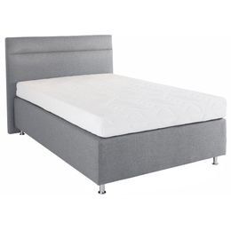 Boxspringbett, grau (strukturstoff grau), ohne LED-Beleuchtung, Liegefl&auml;che B/L: 120cm x 200cm, H3, 5-Zonen-Tonnentaschen-Federkernmatratze, Bezug Unterbox und Kopfteil: Strukturstoff (77% Polyester und 23% Viskose);Bezug Obermatratze 100% Polyester, waschbar bis 60C, Westfalia Schlafkomfort, Komplettbetten, Boxspringbett, wahlweise mit LED-Beleuchtung
