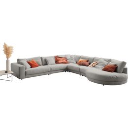 Ecksofa 3C CANDY "Enisa II, bequem und komfortabel, Mega Familiensofa, L-Form", grau (light, grau), B:225cm H:86cm T:395cm, 100% Polyester, Sofas, Ecksofa, incl. 3 Flatterkissen, wahlweise mit Flecken-Schutz-Bezug Easy care