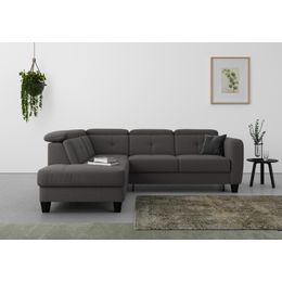 Sit & More Ecksofa SIT & MORE "Belluci L-Form", grau (fango), B:249cm H:85cm T:195cm, Sofas, Ecksofa, inklusive Federkern, wahlweise mit Bettfunktion und Bettkasten