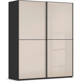 Schwebet&uuml;renschrank Rauch "Kleiderschrank Schrank Garderobe Schlafzimmerschrank SCALE-DUO", beige (schwarz, glas champagner, griffleisten schwarz), B:181cm H:223cm T:68cm, Holzwerkstoff, Schr&auml;nke, Schwebet&uuml;renschrank, edle zweigeteilte T&uuml;ren Glas-Front mit 3 Zierleisten MADE IN GERMANY