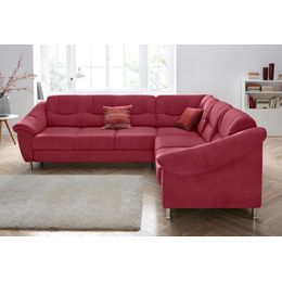 Sit & More Ecksofa SIT & MORE "Salsa L-Form", rot (bordeaux), B:264cm H:86cm T:244cm, Bedruckte Microfaser (100% Polyester);Luxus-Microfaser ALTARA NUBUCK (100% Polyester);Struktur (100% Polypropylen), Sofas, Ecksofa, mit Federkern, wahlweise mit Bettfunktion