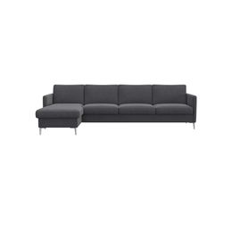 Ecksofa FLEXLUX "Fiore, super Sitzkomfort durch Kaltschaum im Sitz, L-Form", grau (dervit grau), B:280cm H:85cm T:159cm, 100% Polyester, Sofas, Ecksofa, schmale Armlehnen, F&uuml;&szlig;e Alu