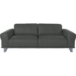 2,5-Sitzer W.Schillig "montanaa", grau (anthrazit z69), B:232cm H:78cm T:94cm, Sofas, 2 5-Sitzer, mit Metallkufen in Silber matt, Breite 232 cm
