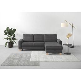 Ecksofa Home Affaire "Summer L-Form", grau, B:249cm H:91cm T:164cm, 100% Polyester, Sofas, Ecksofa, mit Recamiere, mit oder ohne Bettfunktion und Bettkasten, Cord-Bezug