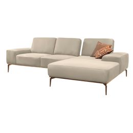 Ecksofa W.Schillig "run, Designsofa mit tollem Sitzkomfort, bequem, L-Form", beige (elfenbein z73), B:279cm H:88cm T:178cm, Longlife Xtra-Leder Z73: Naturwalkleder der Luxusklasse aus den erlesensten Rohh&auml;uten. Hautst&auml;rke 1, 1 &ndash; 1, 3 mm;ROHLEDER Jacquard-Flachgewebe Q2 W60 (63% Polyester, 37% Polyacryl);ROHLEDER Chenille-Flachgewebe Q2 W77 (68% Polyacryl, 32% Polyester);Stoff S37 (100% Polyester),