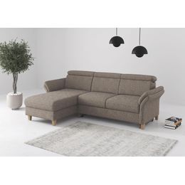 Ecksofa Home Affaire "Glendale, L-Form", cappuccino, B:253cm H:84cm T:166cm, 100% Polyester, Sofas, Ecksofa, inkl. Kopfteilverstellung, wahlweise mit Vorziehsitz und Bettkasten