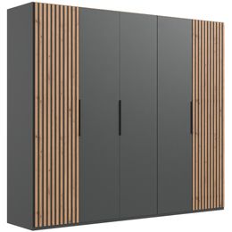 Dreht&uuml;renschrank wimex "Andorra by fresh to go", schwarz (graphit, akustikpaneel optik artisan eiche nachbildung), B:250cm H:216cm T:58cm, Holzwerkstoff, Schr&auml;nke, Dreht&uuml;renschrank, Mit 3D-Leisten f&uuml;r Akustikpaneel-Optik