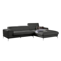 Ecksofa W.Schillig "piedroo, Designsofa mit tollem Sitzkomfort, bequem und elegant, L-Form", grau (anthrazit z69), B:303cm H:70cm T:193cm, Longlife Xtra-Leder Z69: Das feinnarbige, gedeckte Softleder Z69 besticht durch seine au&szlig;ergew&ouml;hnliche Weichheit im trendigen &raquo;Vintage-Look&laquo;, Hautst&auml;rke 0, 9 - 1, 1 mm, Sofas, Ecksofa, Kopfteilverstellung, wahlweise mit Sitztiefenverstellung, Breite 303cm
