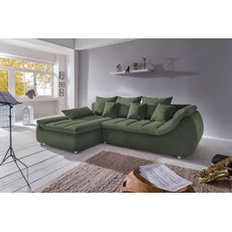 Ecksofa Home Affaire "Imola, bequem, aktuelle Steppung im Sitz, L-Form, Breite 270cm", gr&uuml;n (dunkelgr&uuml;n), B:270cm H:90cm T:170cm, Microfaser PRIMABELLE (100% Polyester) / Struktur (82% Polyester, 9% Viscose, 7% Baumwolle, 2% Nylon);Kunstleder SOFTLUX / Struktur (82% Polyester, 9% Viscose, 7% Baumwolle, 2% Nylon), Sofas, Ecksofa, wahlweise mit Bettfunktion
