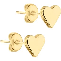 Paar Ohrstecker Liebeskind Berlin "Schmuck Geschenk Edelstahl Ohrringe Herz", gold (gelbgoldfarben), Ohrringe, Damen, Edelstahl, Paar Ohrstecker