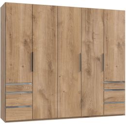 Kleiderschrank wimex "Level by fresh to go", braun (plankeneichefarben), B:250cm H:216cm T:58cm, Schr&auml;nke, Kleiderschrank, mit Schubladen