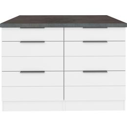 Unterschrank KOCHSTATION "KS-Luhe", wei&szlig; (wei&szlig; matt, wei&szlig;), B:120cm H:86cm T:60cm, MDF, Schr&auml;nke, Unterschrank, 120 cm breit, f&uuml;r viel Stauraum, MDF-Fronten mit waagerechter Lisene