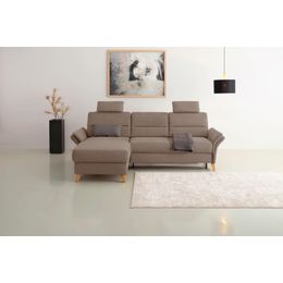 Ecksofa Home Affaire "Westerland L-Form", grau (taupe), B:252cm H:90cm T:162cm, 98% Polyester 2% Polyamid, Sofas, Ecksofa, Federkern-Polsterung, wahlweise mit Bettfunktion, Bettkasten