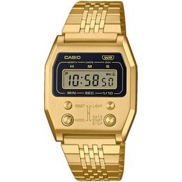 Chronograph CASIO VINTAGE, gold (goldfarben, schwarz), Armbanduhren, Damen, Chronograph, Quarzuhr, Armbanduhr, Damen, Herren, digital, retro, Stoppfunktion