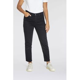 Gerade Jeans MAC "MELANIE dragon-fly", Damen, Gr. 34, L&auml;nge 34, schwarz (schwarz, schwarz), Denim/Jeans, Obermaterial: 98% Baumwolle, 2% Elasthan, figurbetont kn&ouml;chellang, Jeans Gerade Jeans, Dekoratibe Nietendetails auf der hinteren Tasche