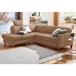 Ecksofa Home Affaire "Earl L-Form", braun (schoko), B:233cm H:80cm T:196cm, Luxus-Microfaser in Lederoptik (100% Polyester);Struktur fein (100% Polyester);Luxus-Microfaser ALTARA NUBUCK (100% Polyester), Sofas, Ecksofa, wahlweise auch mit Bettfunktion oder Bettfunktion mit Bettkasten