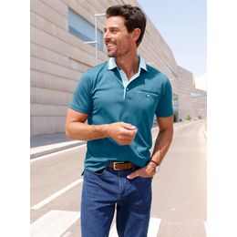 Kurzarmshirt Hajo "Kurzarm-Shirt", Herren, Gr. 48/50, blau (petrol), 62% Baumwolle, 38% Polyester, unifarben, ohne Ausschnitt, Shirts Kurzarmshirt