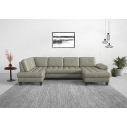 Sit & More Wohnlandschaft SIT & MORE "Westham U-Form", grau, B:338cm H:88cm T:172cm, 100% Polyester, Sofas, Wohnlandschaft, wahlweise mit Bettfunktion, Bettkasten, Sitztiefenverstellung