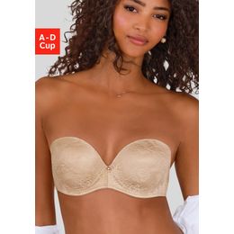 Multiway-BH Lascana, Damen, Gr. 75, Cup A, beige (puder), Spitze, Obermaterial: 85% Polyamid, 15% Elasthan, BHs Multiway-BH, mit nahtlos vorgeformten Schalen und vielen Tragevarianten