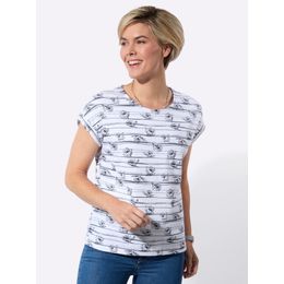 Rundhalsshirt Classic Basics "Shirt", Damen, Gr. 48, wei&szlig;, marine, bedruckt, 100% Baumwolle, gemustert, mehrfarbig, Rundhals, Shirts Rundhalsshirt