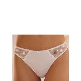 String Lascana, Damen, Gr. 48/50, beige (puder), Obermaterial: 78% Baumwolle, 16% Polyamid, 6% Elasthan, Unterhosen String, aus Bio-Baumwolle