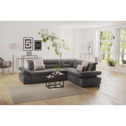 Ecksofa Home Affaire "Avesa L-Form", grau (anthrazit), B:275cm H:80cm T:211cm, 100% Polyester, Sofas, Ecksofa, Wahlweise mit Arm- und Bettfunktion, B/T/H: 275/211/80 cm