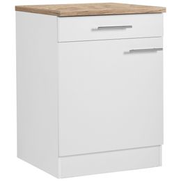 Unterschrank Optifit "Mini", braun (wei&szlig;, wildeichefarben), B:60cm H:84,8cm T:60cm, Schr&auml;nke, Unterschrank, Breite 60 cm