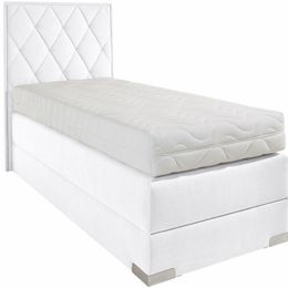 Boxspringbett, wei&szlig;, B:100cm L:212cm, Bezug der Obermatratze: 100% Polyester, Bezug abnehm- und waschbar bis 60C;Unterbox und Kopfteil: Microvelours-Bezug (100% Polyester), Westfalia Schlafkomfort, Komplettbetten, Boxspringbett