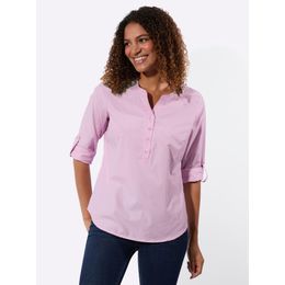 Longbluse Casual Looks, Damen, Gr. 48, ros&eacute;, 50% Baumwolle, 50% Polyester, unifarben, Rundhals, Blusen Longbluse