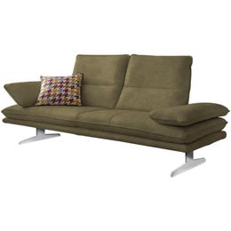 2-Sitzer W.Schillig "broadway, Designsofa mit tollem Sitzkomfort", gr&uuml;n (camouflage z69), B:216cm H:94cm T:96cm, Longlife Xtra-Leder Z69: Das feinnarbige, gedeckte Softleder Z69 besticht durch seine au&szlig;ergew&ouml;hnliche Weichheit im trendigen &raquo;Vintage-Look&laquo;, Hautst&auml;rke 0, 9 - 1, 1 mm, Sofas, 2-Sitzer, Sitztiefenverstellung, Kopfteil- & Seitenteilverstellung, Breite 216cm