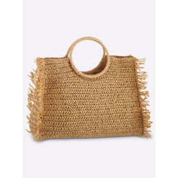 Shopper Heine, Damen, Gr. B/H/T: 39cm x 33cm x 15cm, natur, 100% Papierstroh, unifarben, Taschen Shopper