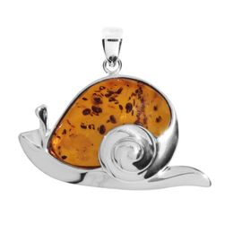 Kettenanh&auml;nger OSTSEE-SCHMUCK "- Schnecke - Silber 925/000 - Bernstein" Gr. 48, silber (silber 925, silberfarben, wei&szlig;), Schmuckanh&auml;nger, Damen, Silber 925 (Sterlingsilber), Kettenanh&auml;nger