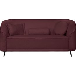 2-Sitzer Home Affaire "Ashly", rot (weinrot), B:154cm H:81cm T:80cm, 93% Polyester, 6% Acryl, 1% Baumwolle, Sofas, 2-Sitzer, in 3 Bezugsvarianten, Boucl&eacute;, Samtoptik und Struktur weich.