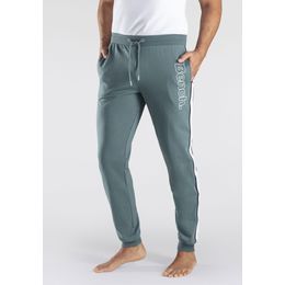 Sweathose BENCH. LOUNGEWEAR, Herren, Gr. 48/50 (M), N-Gr, blau (hellpetrol), Sweatware, Obermaterial: 60% Baumwolle, 40% Polyester, unifarben mit Farbeinsatz, Basic, bequem lang, Hosen Sweathose, mit aufgesetzten Streifen an der Seite und Logodruck, Topseller