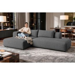 Ecksofa OTTO HOME "TIARRA Design-Sofa mit Ottomane recht/links bestellbar, Breite 287 cm", anthrazit, B:287cm H:76cm T:168cm, 100% Polyester, Sofas, Ecksofa, L-Form mit hochelastischer Schaum und Wellenunterfederung