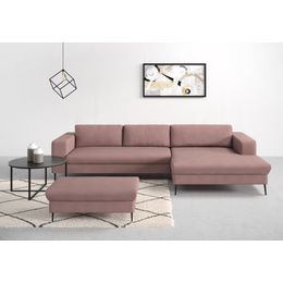 Ecksofa DOMO collection "Modica, zeitlos und elegant, L-Form", lila (malve), B:329cm H:81cm T:173cm, Sofas, Ecksofa, moderne Optik mit extrabreiter Recamiere, auch in Cord