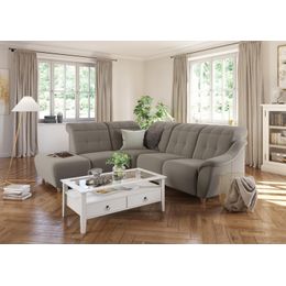 Ecksofa Home Affaire "Boston L-Form", braun (macciato), B:272cm, Struktur (100% Polyester);Luxus-Microfaser Florence (100% Polyester);Chenille (100% Polyester);NaturLEDER (reines Rindsleder), Sofas, Ecksofa, Kopfteilverstellung an jeder Sitzfl&auml;che, wahlweise Relaxfunktion