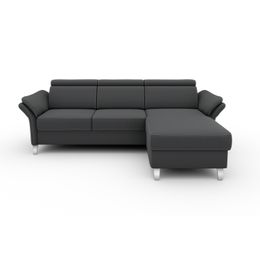 Sit & More Ecksofa SIT & MORE "Vincenzo L-Form", grau (anthrazit), B:252cm H:84cm T:165cm, Sofas, Ecksofa, inklusive Kopfteilverstellung, wahlweise mit Bettfunktion, Bettkasten
