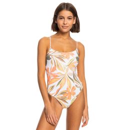 Badeanzug Roxy "Printed Beach Classics", Damen, Gr. S, Cup B, wei&szlig; (hellwei&szlig; subtly salty flat), [Hauptstoff] 87% recyceltes Nylon, 13% Elastan, Badeanz&uuml;ge Badeanzug