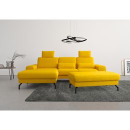 Sit & More Ecksofa SIT & MORE "Cinturo L-Form", gelb (mustard), B:283cm H:91cm T:175cm, Sofas, Ecksofa, inklusive Sitztiefenverstellung und Federkern, Sitzh&ouml;he 48 cm
