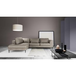 Ecksofa Trendmanufaktur "Luzi, wahlweise mit Schlaffunktion und Bettkasten, gem&uuml;tlich, L-Form", grau (cloud gray), Sofas, B/H/T: 264cm x 80cm x 203cm, Samtvelours, Ottomane links, ohne Schlaffunktion, ohne Bettkasten, 100% Polyester, Ecksofa, Designsofa mit Ottomane, Metallf&uuml;&szlig;e schwarz, Breite 264 cm, B:264cm H:80cm T:203cm