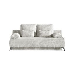 Schlafsofa WERK2 "Indira Samtvelour Boucle Bezug, Breite 206cm, Liegefl&auml;che 202/145cm", silber, B:206cm H:97cm T:98cm, 100% Polyester, Sofas, Schlafsofa, 2-Sitzer Sofa & Schlafcouch mit Bettkasten