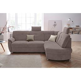 Sit & More Ecksofa SIT & MORE "Sonoma L-Form", grau (taupe), B:246cm H:91cm T:176cm, Kunstleder SOFTLUX;Luxus-Microfaser ALTARA NUBUCK (100% Polyester);Luxus-Microfaser (90% Polyester, 10% Polyamid), Sofas, Ecksofa, wahlweise mit Bettfunktion und Bettkasten