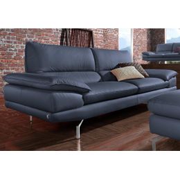 3-Sitzer Calia italia "Dave, italienisches Designsofa, mit erstklassigem Sitzkomfort", blau (dunkelblau), B:221cm H:87cm T:97cm, NaturLeder Sorrento, Sofas, 3-Sitzer, in zwei Lederqualit&auml;ten und toller Detailverarbeitung